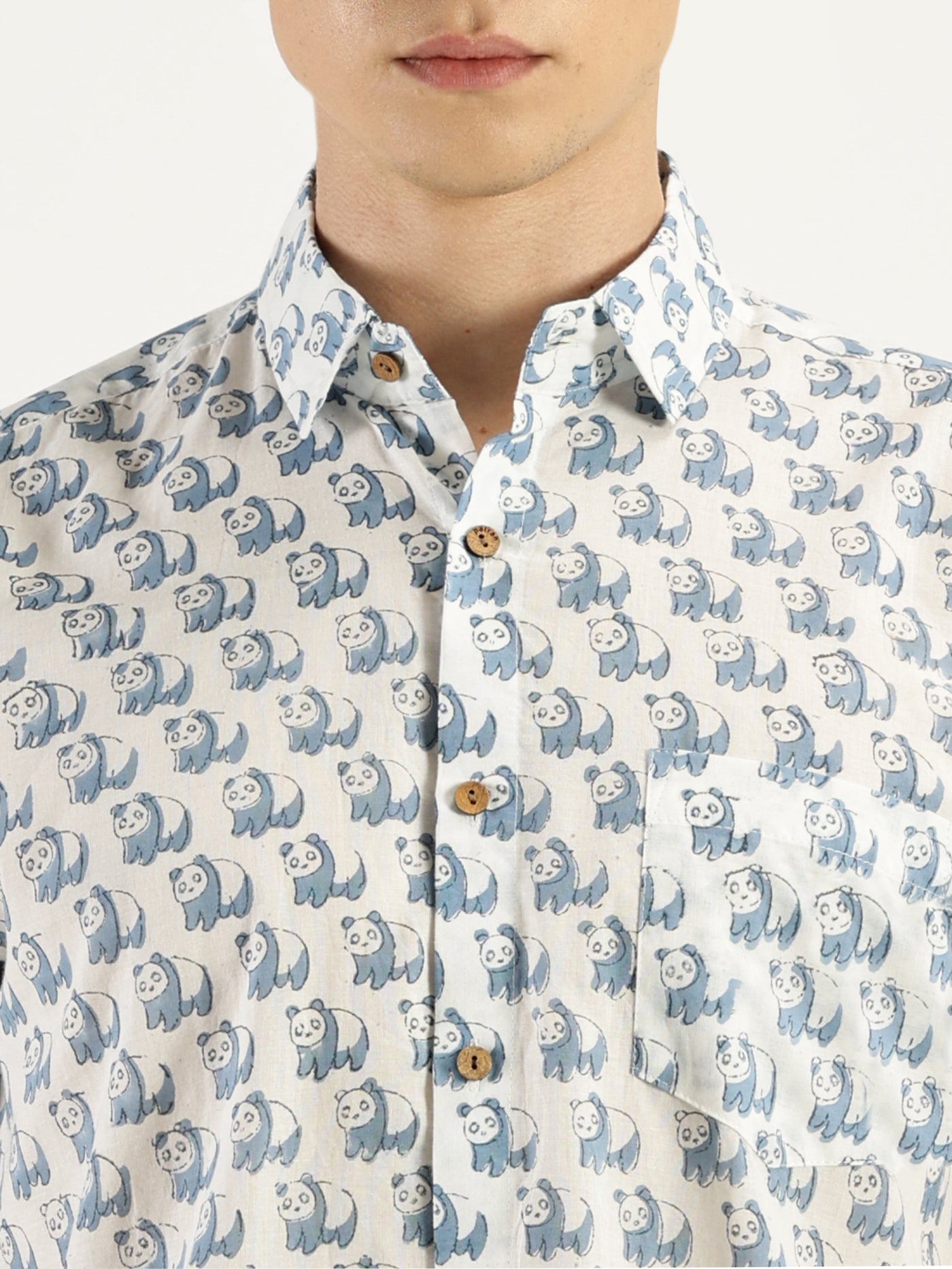 Blue and White Ethnic Block Printed Holiday Cotton Shirt | Vacation ...